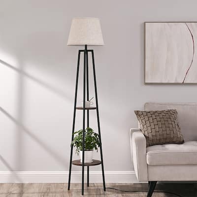 Modern Floor Lamp with Shelves Standing Tall Storage Floor Lamp - 1 ...