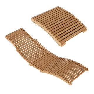 Teak Wood Folding Patio Chaise Lounge with Ergonomic Full-Length Seat ...