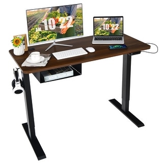 Electric Height Adjustable Sit to Stand Desk w Control Panel USB Port ...