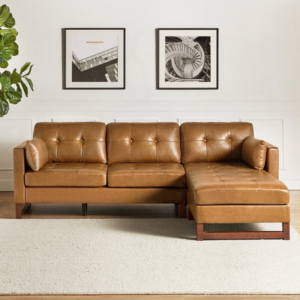 Genuine leather sectional with chaise store