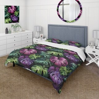 Designart "Monstera Enchantment Tropical Pattern III" Green Floral ...