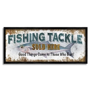 Stupell Rustic Fishing Tackle Sign Those Who Bait Phrase Framed Wall ...