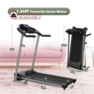 Compact Folding Treadmill Electric Motorized Running Machine, Black ...