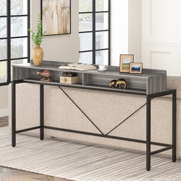 Solid Wood Console Table, Accent Sofa Table with Storage Shelf - Bed ...