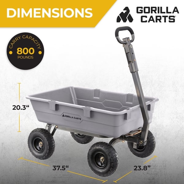 Gorilla Carts 800 Pound Capacity Heavy Duty Poly Yard Dump Utility Cart, Gray - 37.5 - Bed Bath ...