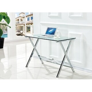 Glass Computer Desk, Transparent Tempered Glass Laptop Table with ...