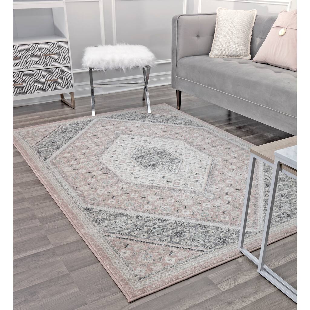 Harper Vintage Boho Blush Pink Area Rug by Rugs America - Overstock ...
