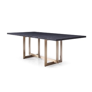 Cid 79 Inch Wood 8 Seater Dining Table, Steel Base, Black, Antique ...