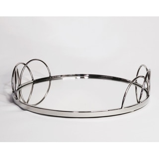 Silver Stainless Steel Round vanity tray with mirror 11" - Bed Bath ...