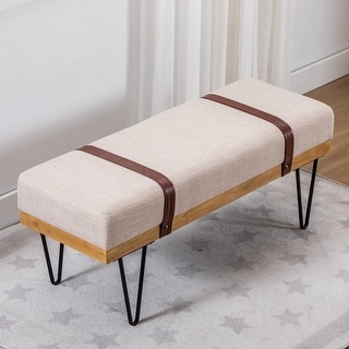 Modern Indoor Bench, 18" Seat Height Entryway Bench with PU Leather ...