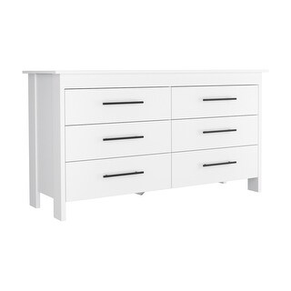 6 Drawer Double Dresser with Four Legs, White - Bed Bath & Beyond ...