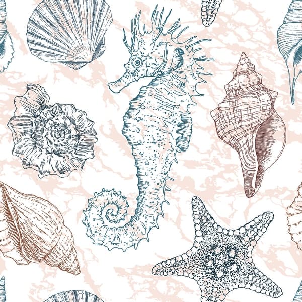 Marine Seahorse and Corals Removable Wallpaper - 24'' inch x 10'ft ...