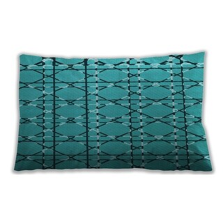 Ahgly Company Patterned Indoor-Outdoor Dark Cyan Green Lumbar Throw ...