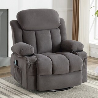 Grey Massage Recliner Rotating Rocking Chair with Heating Vibration ...