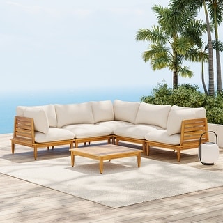 Scott Living Sacova Outdoor Acacia Wood V Shape Seating Set, Teak ...