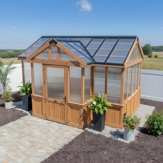 Backyard Discovery Savannah Chalet-Style 14.5' x 12' Cedar Greenhouse ...