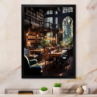 Designart "Libraries Literary Haven III" Libraries Framed Wall Art ...