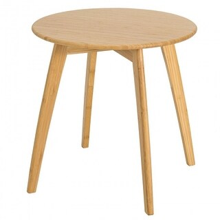 Natural Modern Stylish Bamboo Round End Table with 20 Inch Round ...