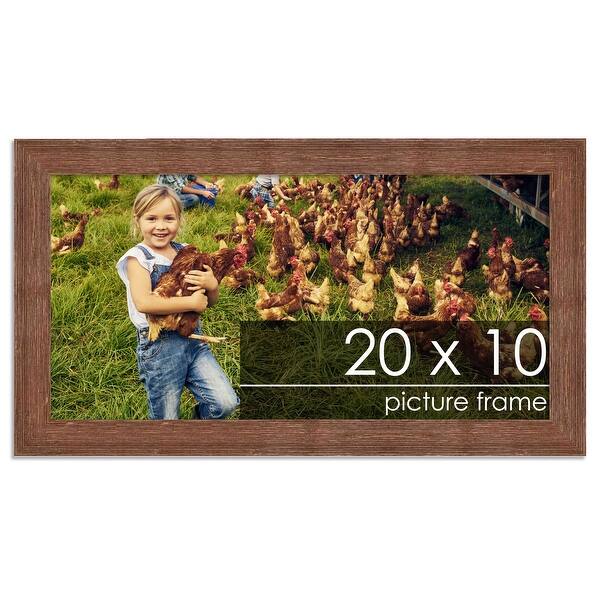 20x10 Frame Brown Barnwood Picture Frame with UV Acrylic Glass, Foam ...