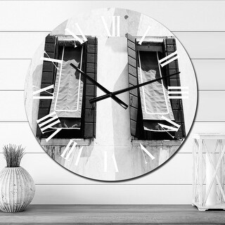 Designart 'Black And White Two Windows' Colonial wall clock - Bed Bath ...