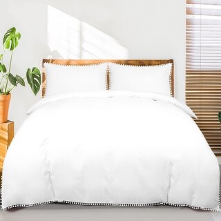 Pompoms 110gsm Brushed Polyester Duvet Cover Set,3 Pieces, - Bed Bath ...