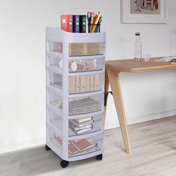 Clear 6 Drawer Rolling Cart Storage Tower - Bed Bath & Beyond - 37109167