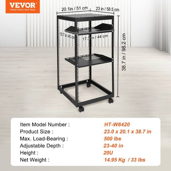 VEVOR 4 Post Open Frame Server Rack Network Enclosure 23''-40 ...