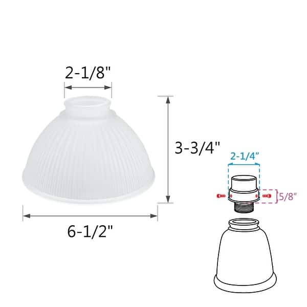 Aspen Creative Replacement Dome Shaped Frosted Ribbed Glass Shade, 2 1/ ...