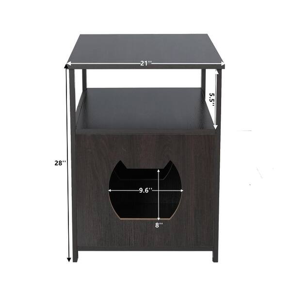 Wooden Cat Litter Box End Table with Reversible Entrance Door - Bed ...