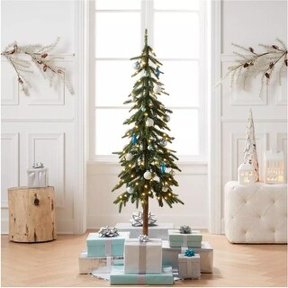 5' Pre-Lit LED Downswept Alpine Balsam Artificial Christmas Tree Warm ...
