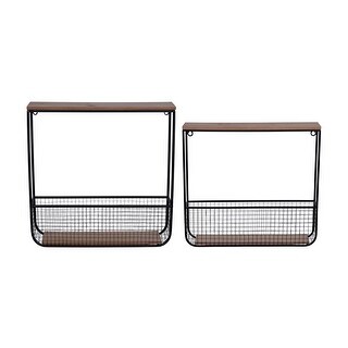 Stratton Home Decor Set of 2 Metal and Wood Wall Organization With ...