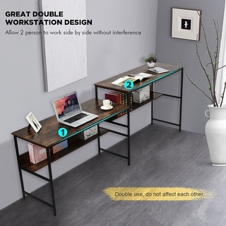 New Sit + Stand Tsble Double Workstation With Storage Large Dual Work ...