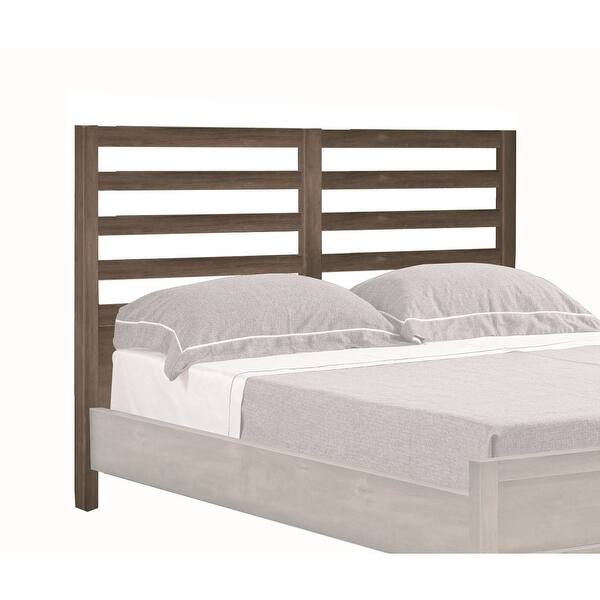 Wooden Queen Size Headboard with Slatted Design, Hazelnut Brown - Bed ...
