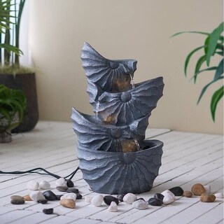 Decorative 4 Tier Blue Nautilus Shell Water Fountain with Light - Bed ...