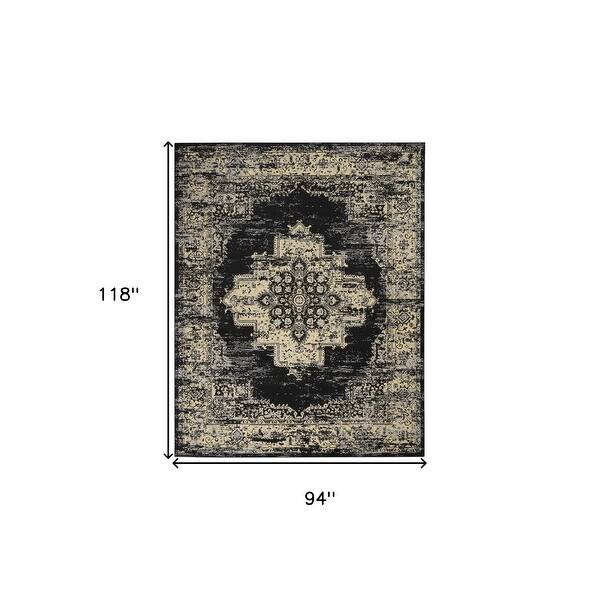 HomeRoots 8' X 10' Cream Damask Power Loom Area Rug - 8' x 10' - Bed ...