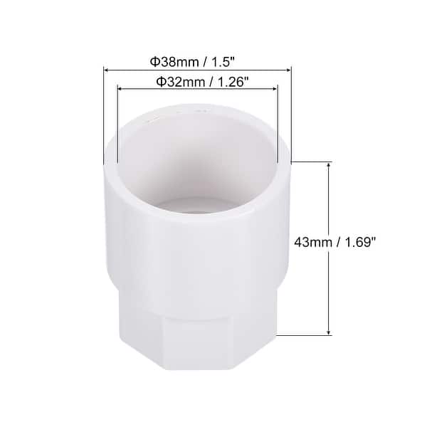 PVC Pipe Fitting Female Thread Socket Straight Connector White - Bed ...