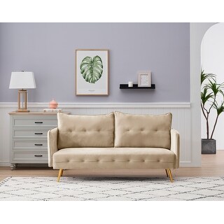 Velvet living room sofa. Rose gold sofa, metal feet - Bed Bath & Beyond ...