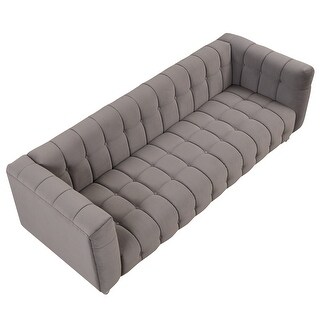 Living Room Padded Seat Couch with Buttoned Tufted Backres Couch, Gray ...