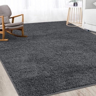 Modern Solid Shag Area Rug 6x9, Dark Grey - Bed Bath & Beyond - 41347683