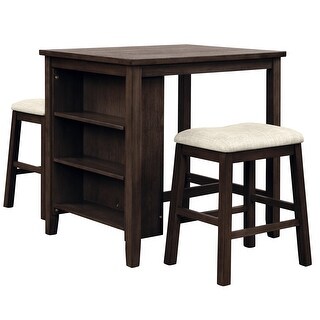 3 Piece Dining Table Set Coffe Table Set with Stools & Storage Shelf ...