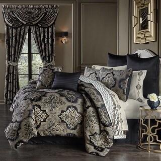 Five Queens Court Abigail Black 6 Piece Comforter Set - Bed Bath ...