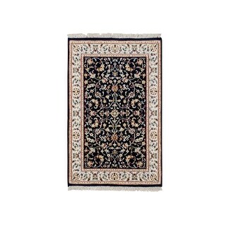 Shahbanu Rugs Midnight Blue, Nain with All Over Design, 250 KPSI, Wool ...