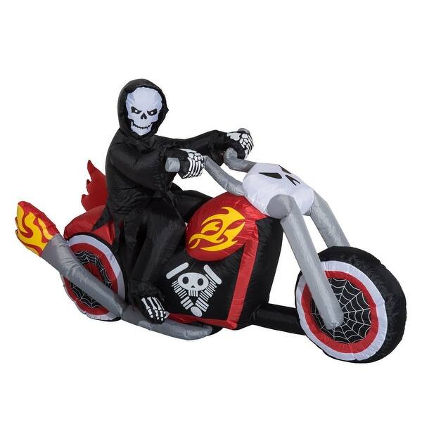 HomCom 7.5' Light-Up Grim Reaper Halloween Decoration Skeleton Inflatable - Bed Bath & Beyond ...