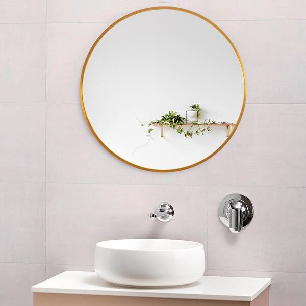 Modern Simple Thin Frame Wall-Mounted Vanity Round Mirror for Bathroom ...