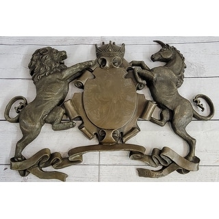 Royal Family Crest Coat Of Arms Lion Unicorn Crown Shield Bronze Wall ...
