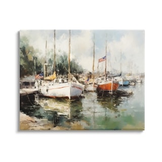 Stupell Americana Boat Harbor Canvas Wall Art Design by Ziwei Li - Bed ...