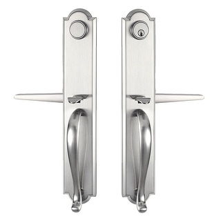 Silver Double Door Handleset Front Entry Door Lockset (Keyed Handle ...