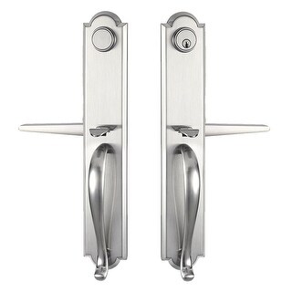 Silver Double Door Handleset Front Entry Door Lockset (Keyed Handle ...