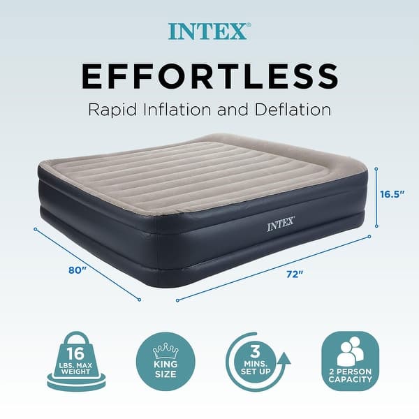 Intex Dura Beam Deluxe Raised Blow Up Air Mattress Bed with Built In ...
