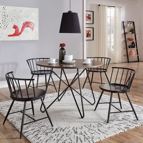Mabel 42-inch Iron and Wood Round Dining Table or Dining Set by iNSPIRE ...